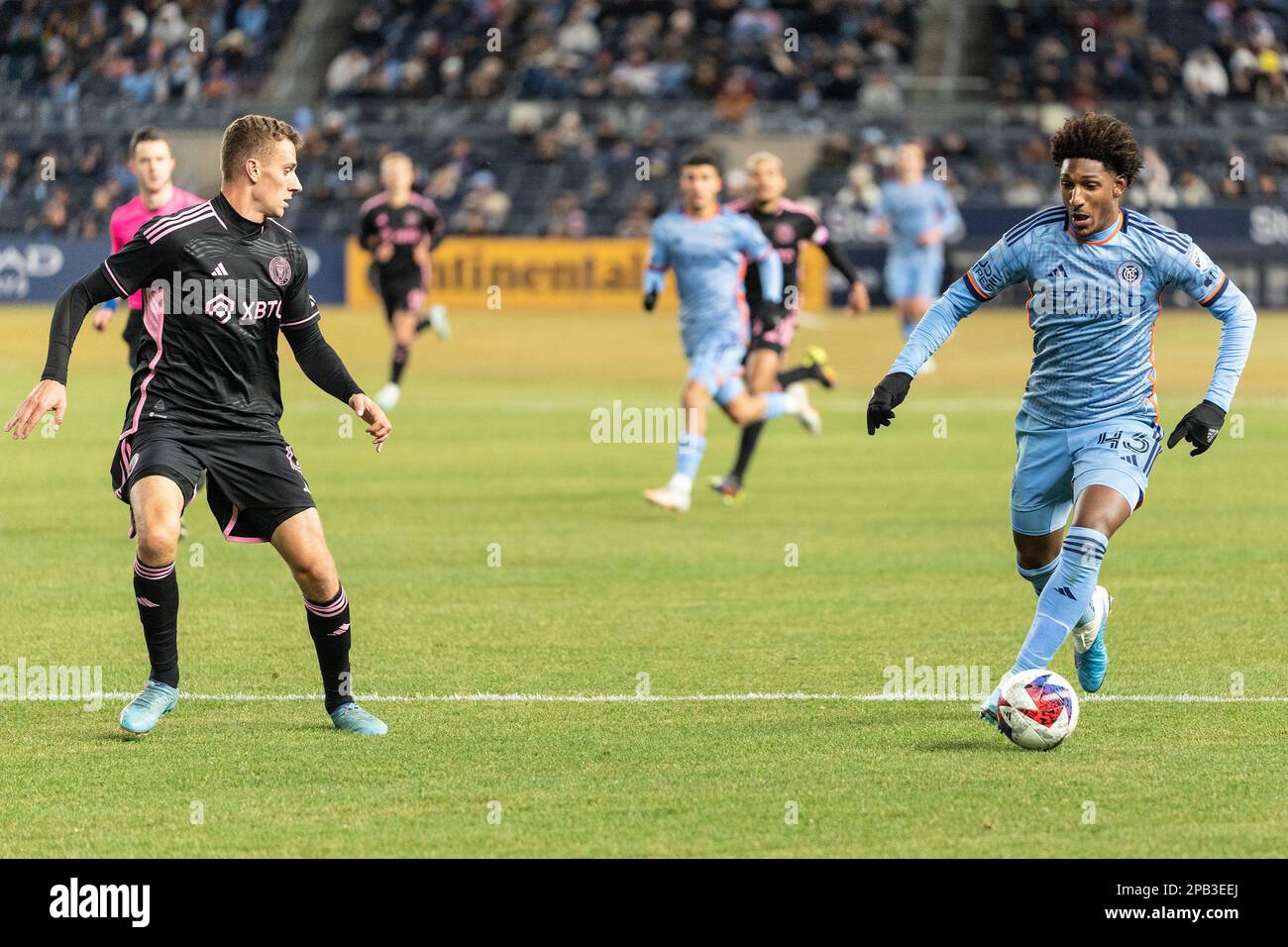Talles Magno (43) of NYCFC controls ball during regular season match ...