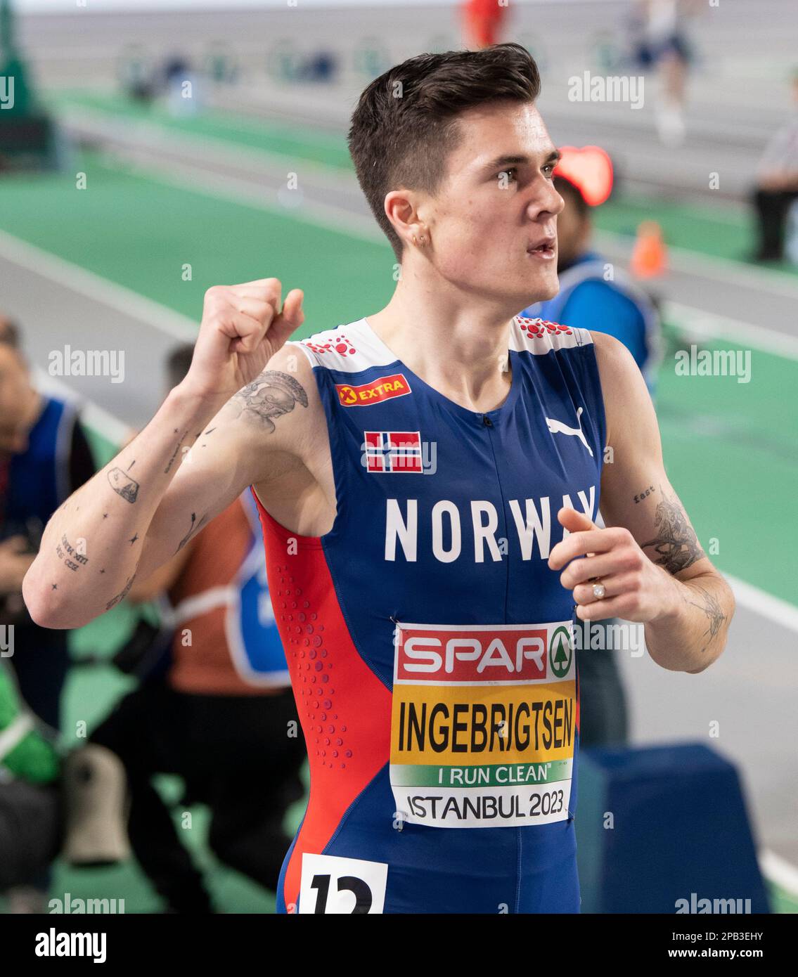 Jakob Ingebrigtsen of Norway competing in the men’s 1500m final on Day ...