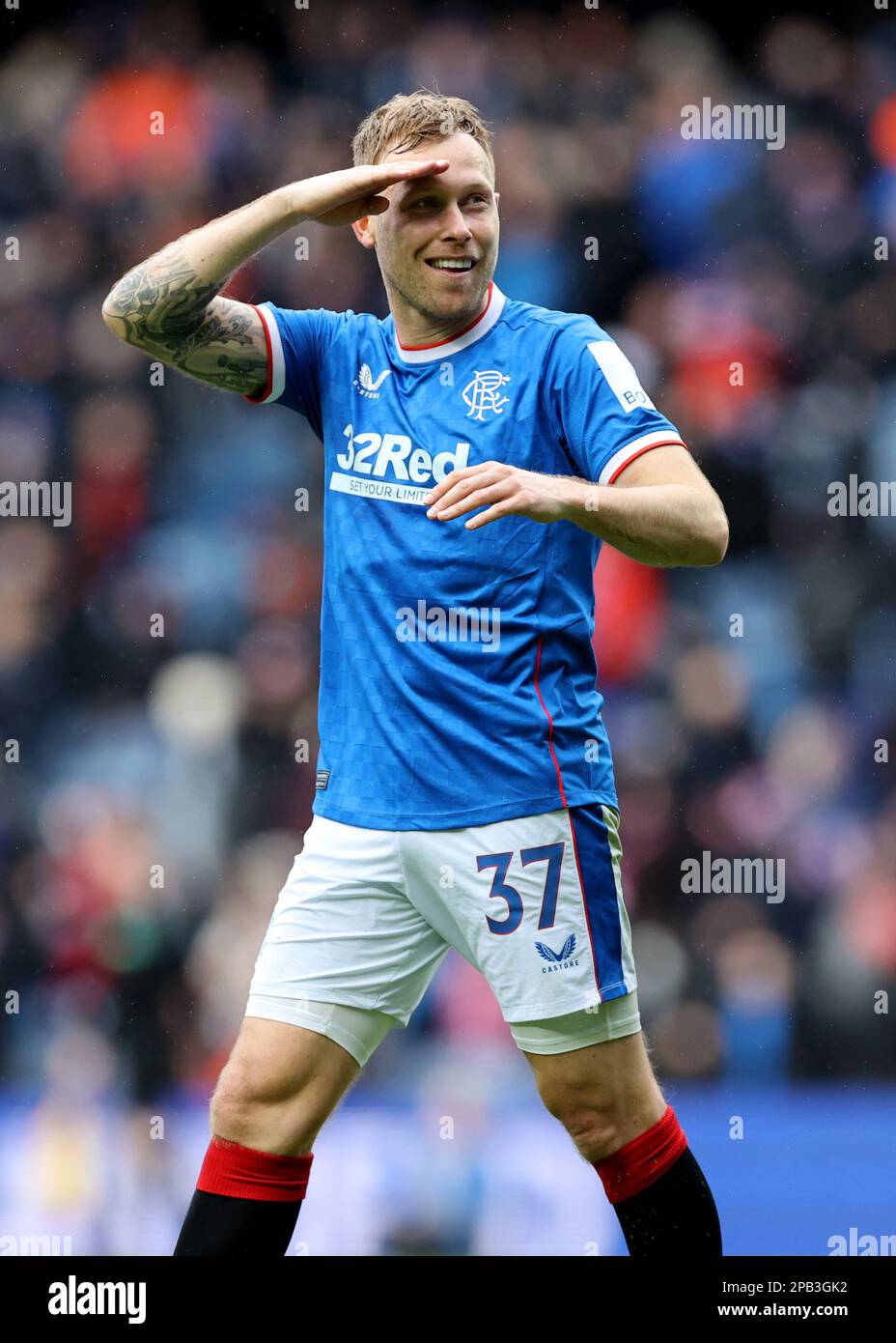Rangers’ Scott Arfield celebrates after scoring their sides third goal ...