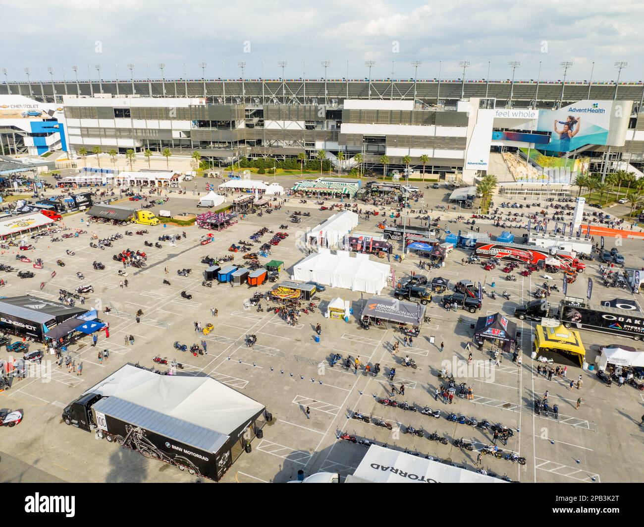 Daytona, FL, USA - March 10, 20223: Aerial photo of Daytona International Speedway demo events ...