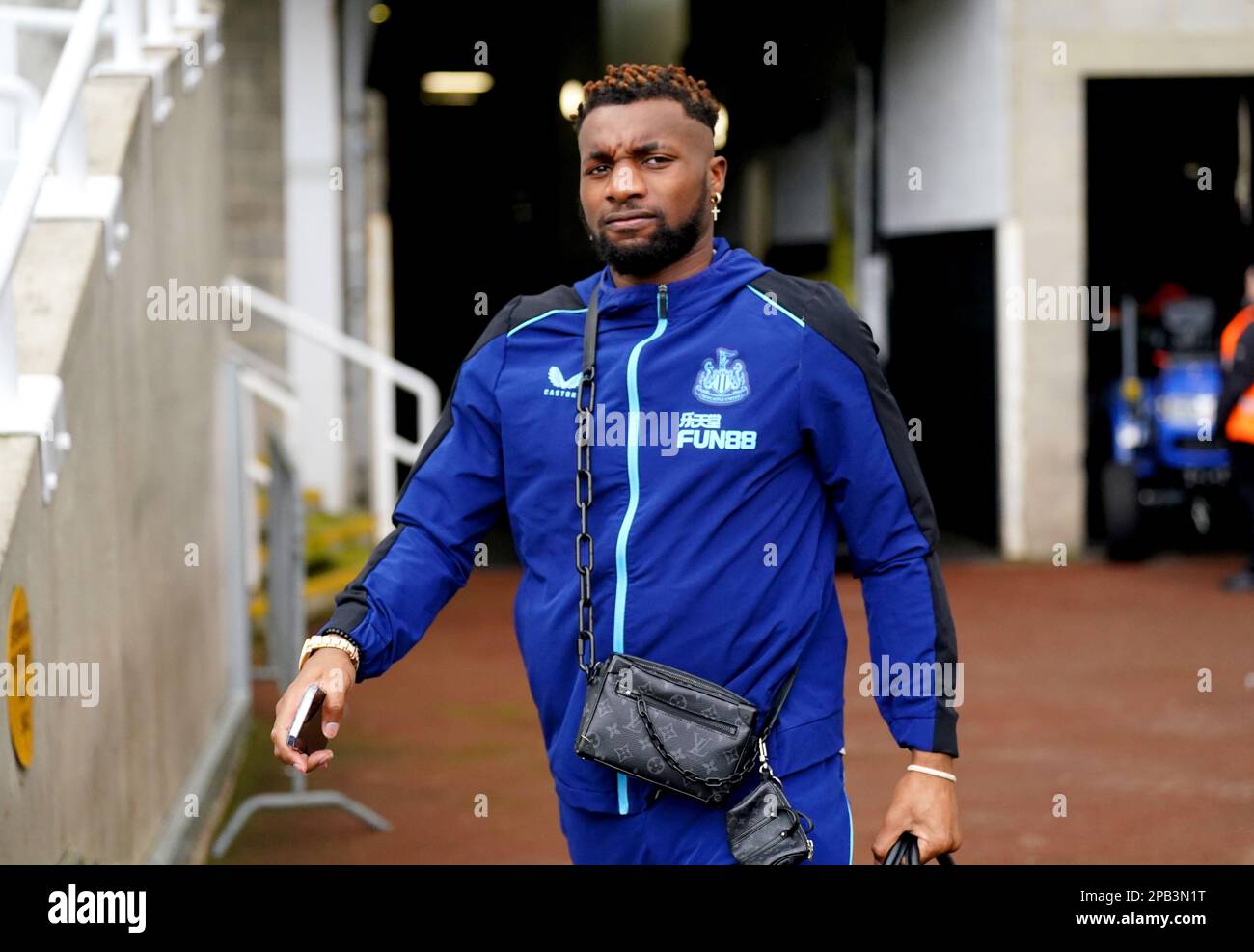 Newcastle United's Allan Saint-Maximin arrives at the stadium ahead of ...