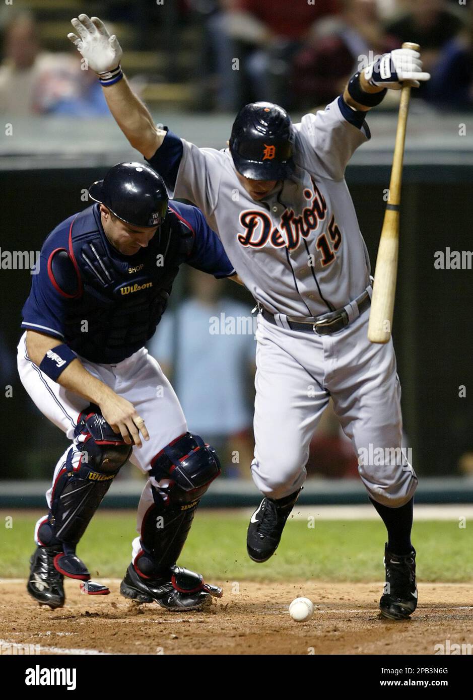 Detroit Tigers' Brandon Inge (15) bunts into a double play as Cleveland ...