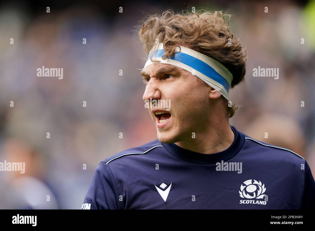 Scotland’s Jamie Ritchie reacts during warm ups ahead of the Guinness ...