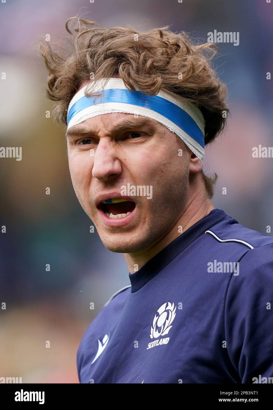 Scotland’s Jamie Ritchie reacts during warm ups ahead of the Guinness ...