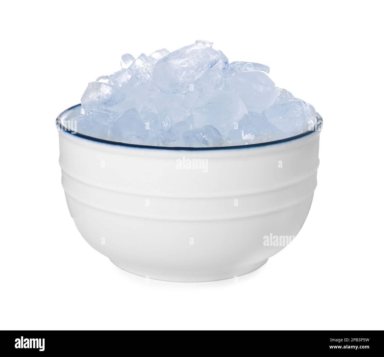 Crushed ice in bowl on white background Stock Photo - Alamy