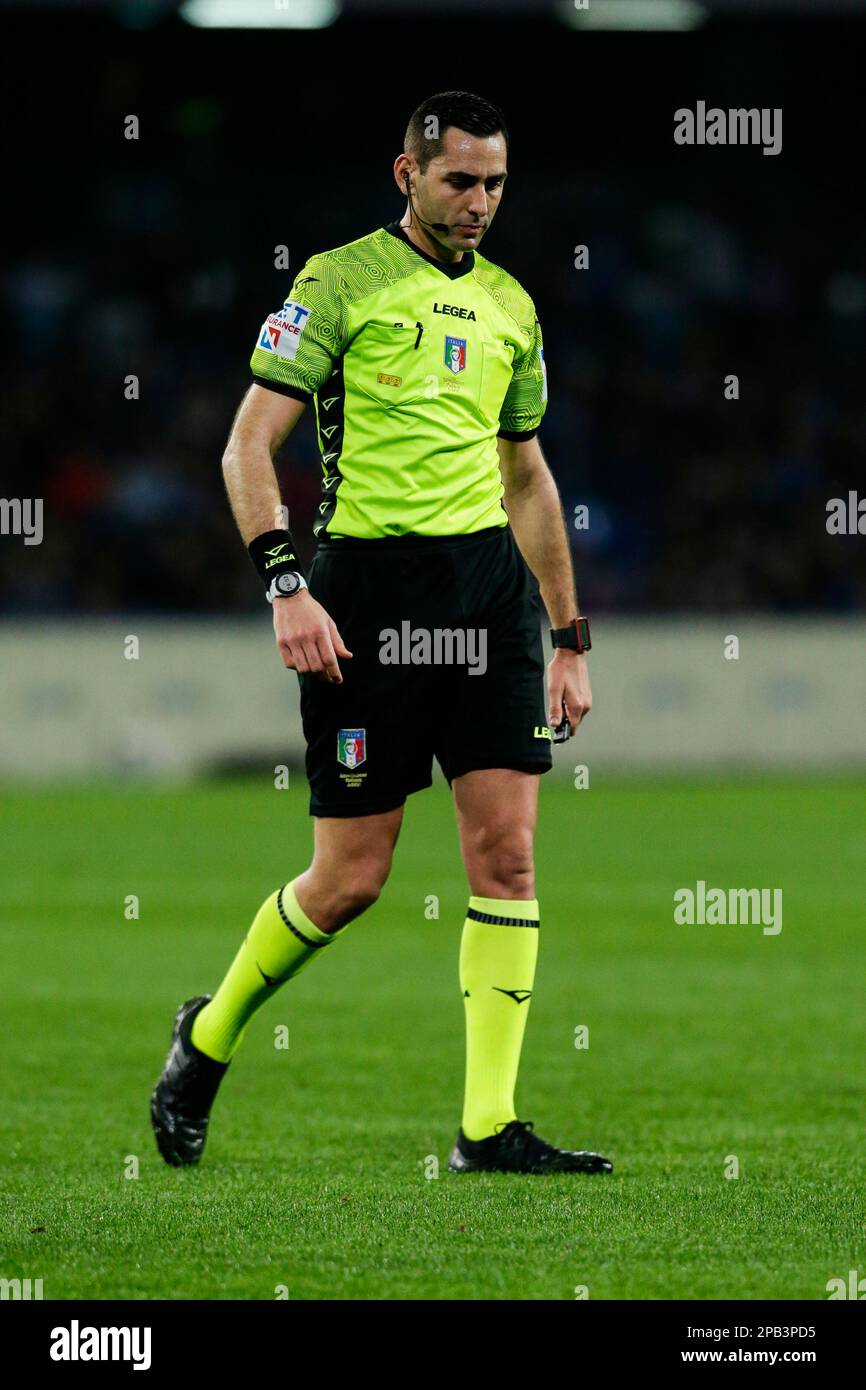 Italian referee Andrea Colombo looks during the Serie A football match ...