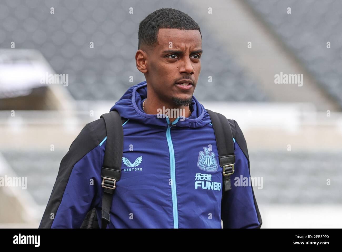 Alexander Isak #14 of Newcastle United arrives ahead of the Premier ...
