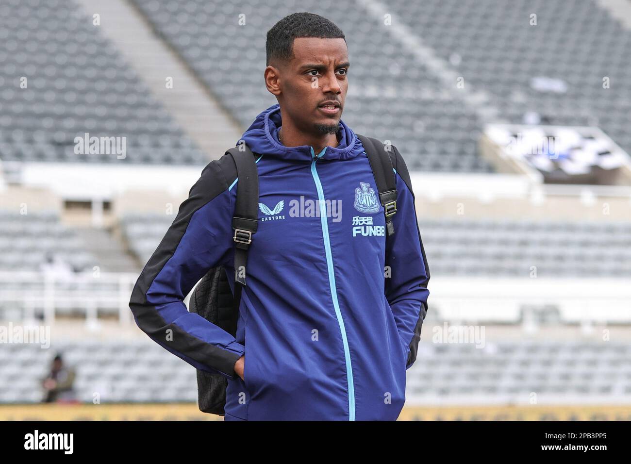 Alexander Isak #14 of Newcastle United arrives ahead of the Premier ...