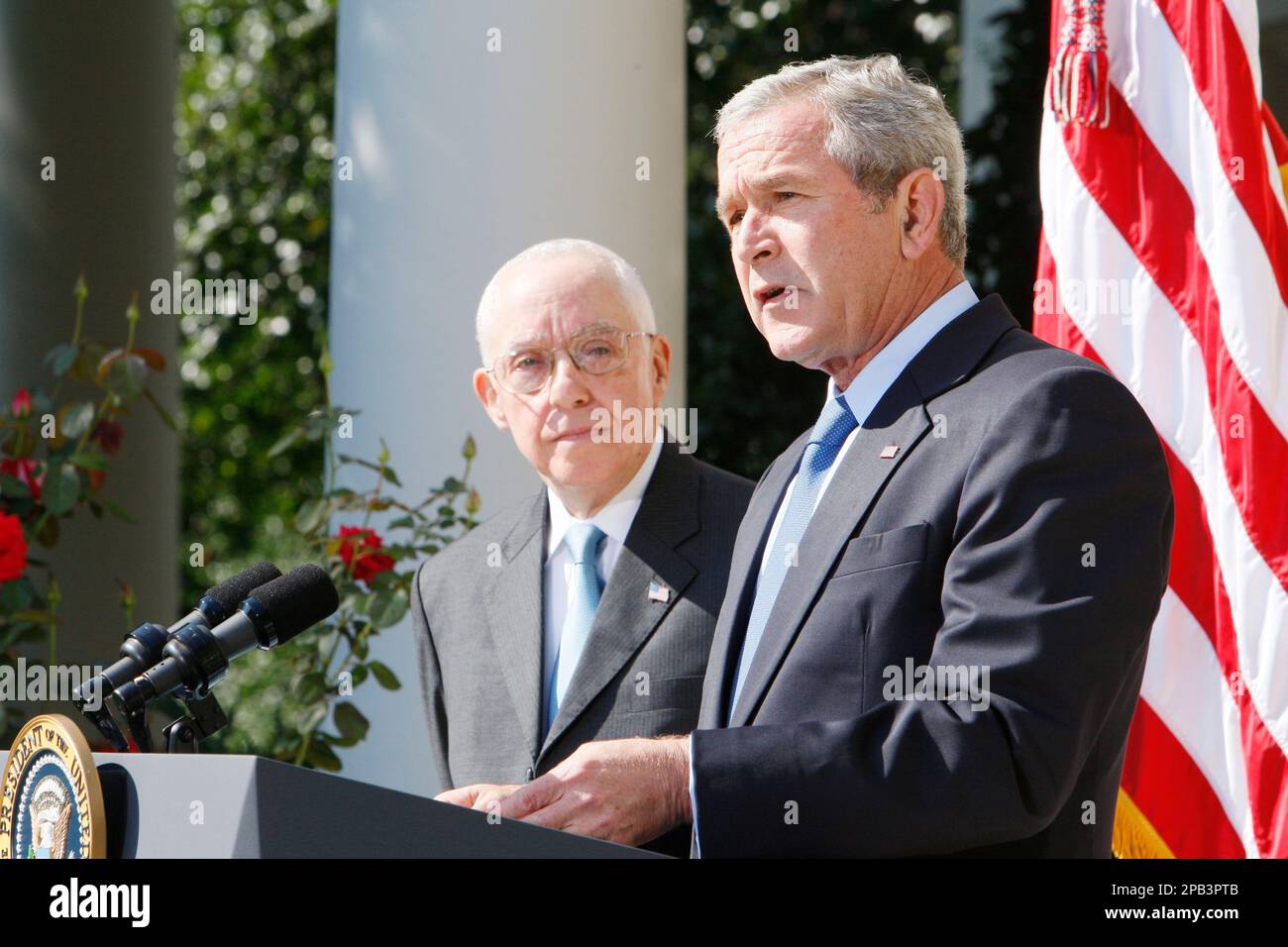 President Bush, right, announces his choice for attorney general ...