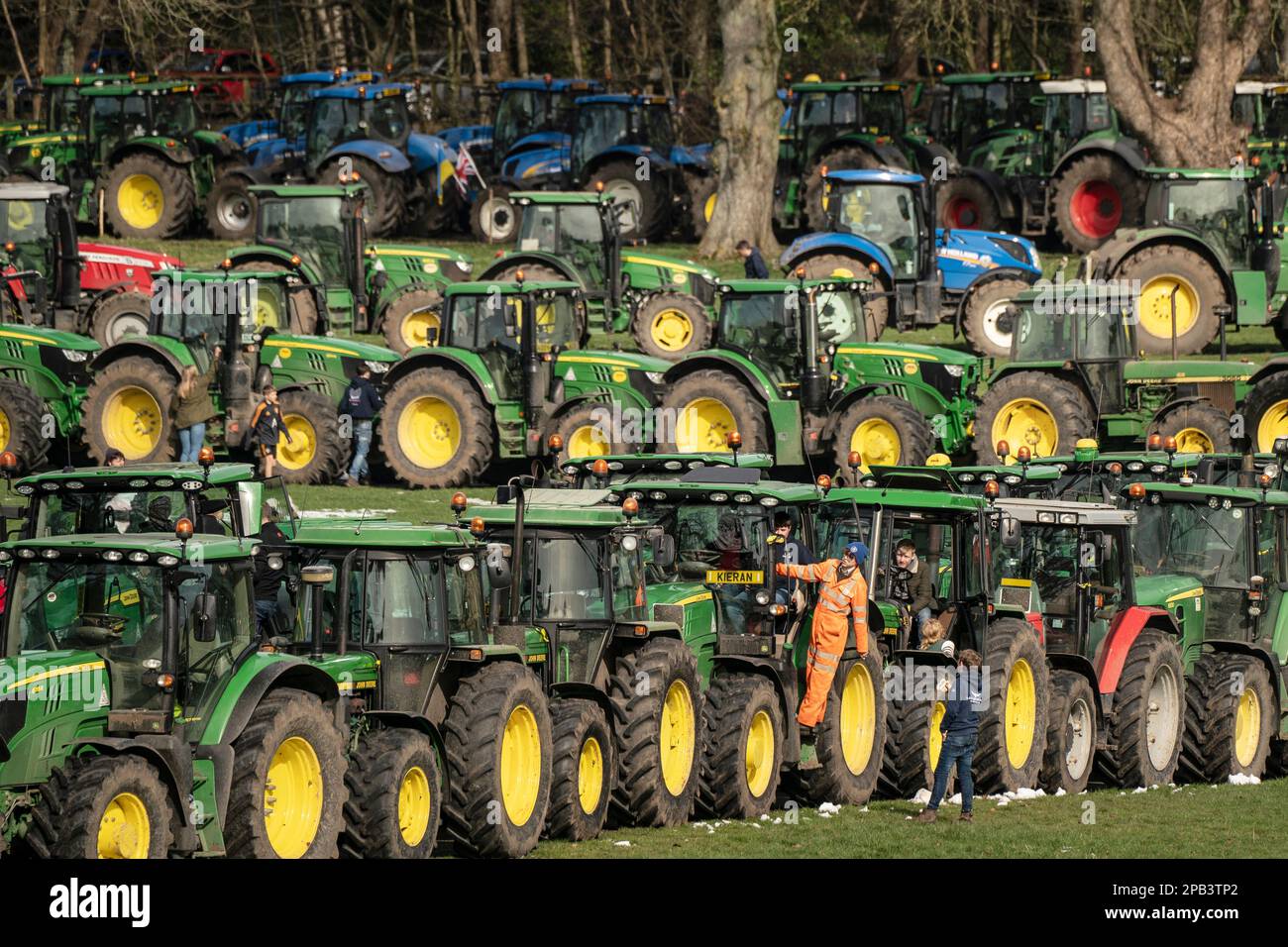 Some of a convoy of 374 tractors, stop for a break in Pateley Bridge in ...