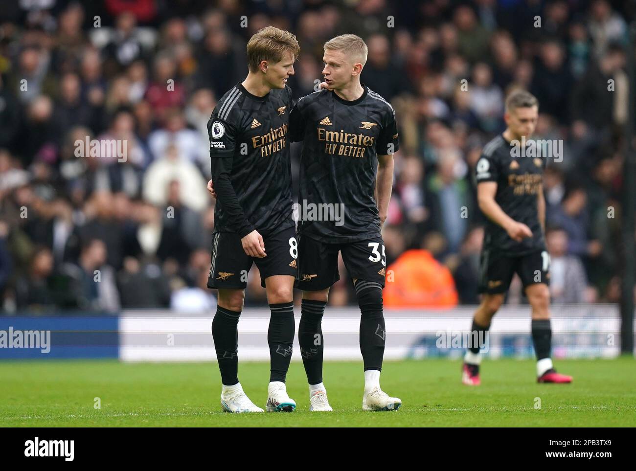 Arsenal's Martin Odegaard (left) and Oleksandr Zinchenko during the ... Arsenal's Martin Odegaard (left) and Oleksandr Zinchenko during the ...