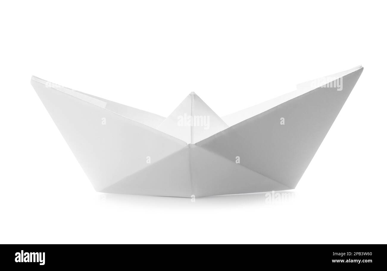 Handmade paper boat isolated on white. Origami art Stock Photo - Alamy