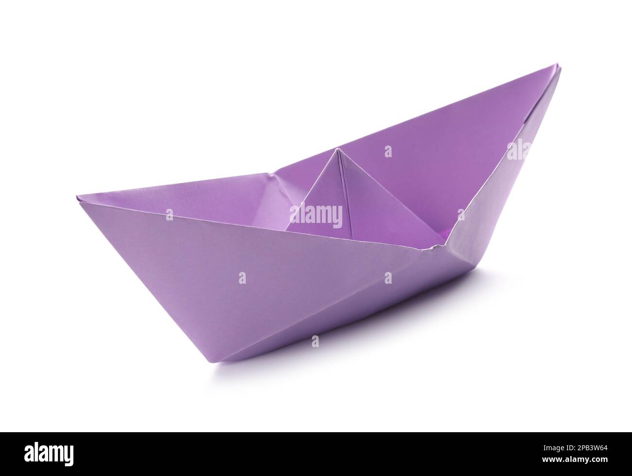 Handmade violet paper boat isolated on white. Origami art Stock Photo ...