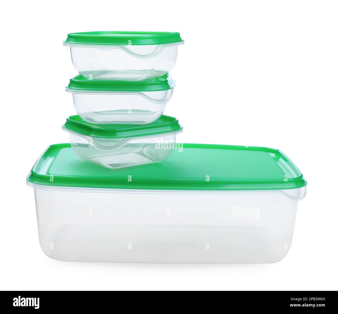 Set of empty plastic containers for food on white background Stock ...