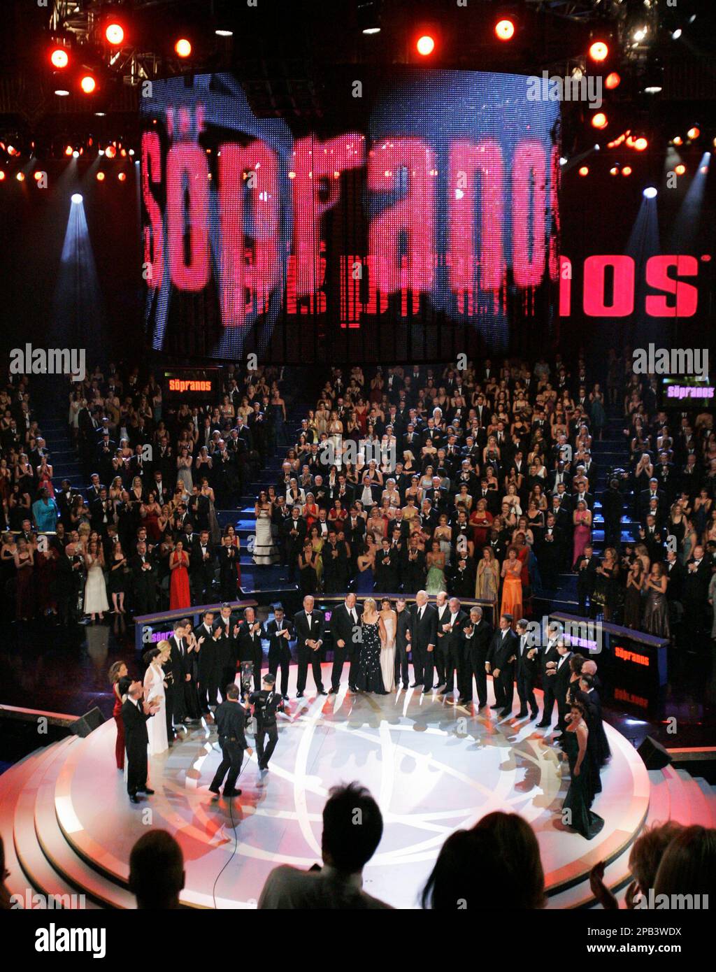 The cast of "The Sopranos" takes the stage during the 59th Primetime ...