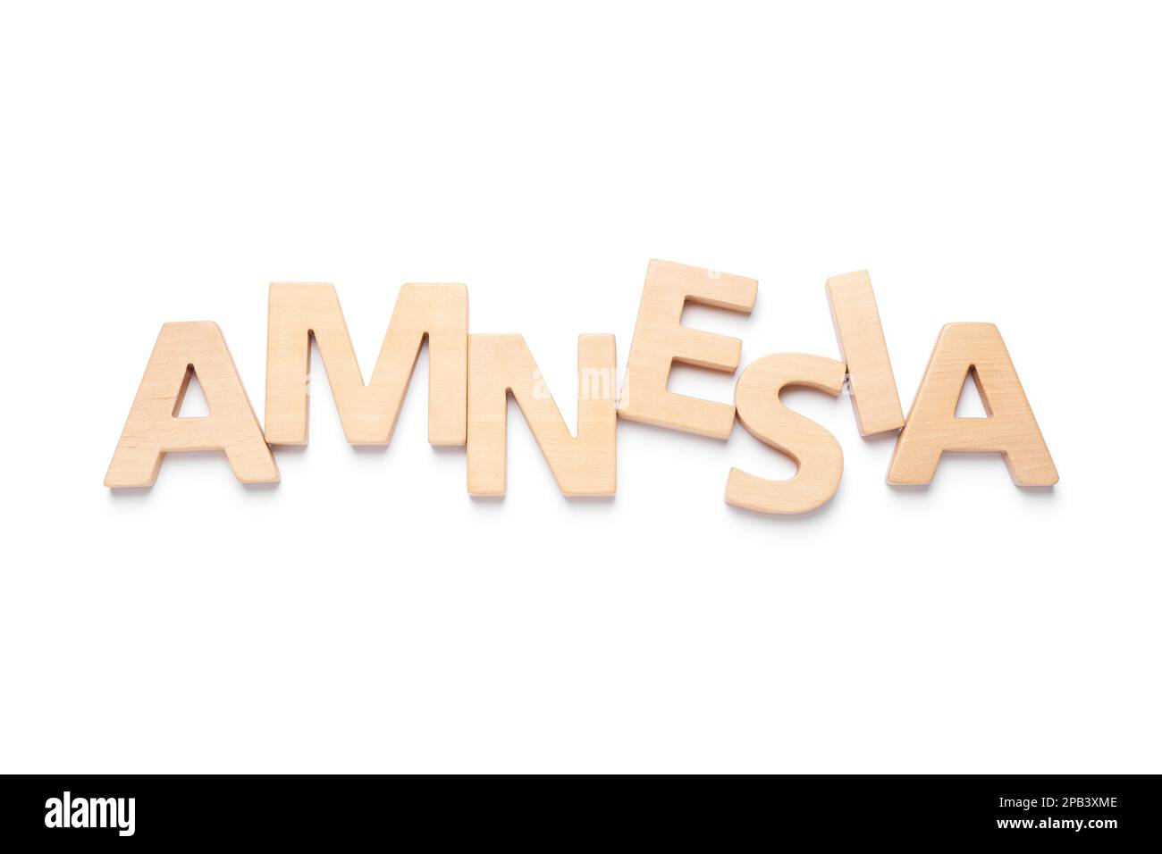 Word Amnesia made of wooden letters on white background, top view Stock ...