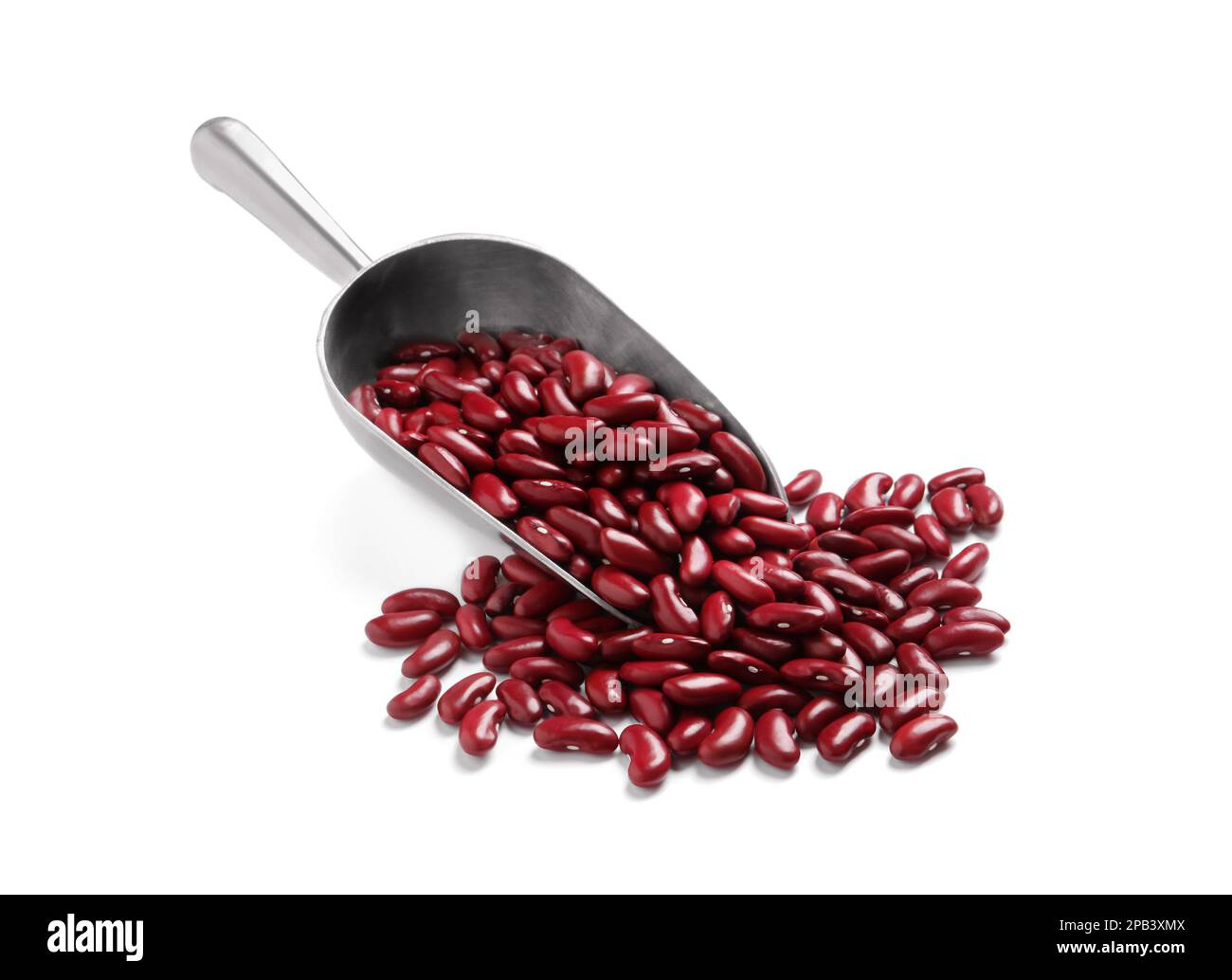 Scoop with raw red kidney beans on white background Stock Photo - Alamy