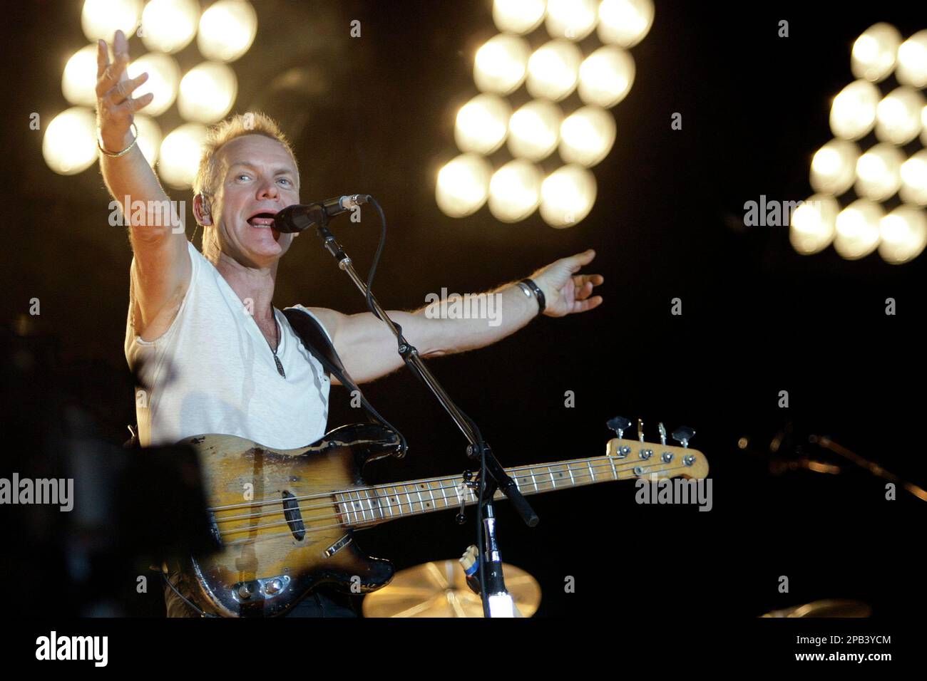 Singer Sting of the rock band "The Police" performs during a concert at ...