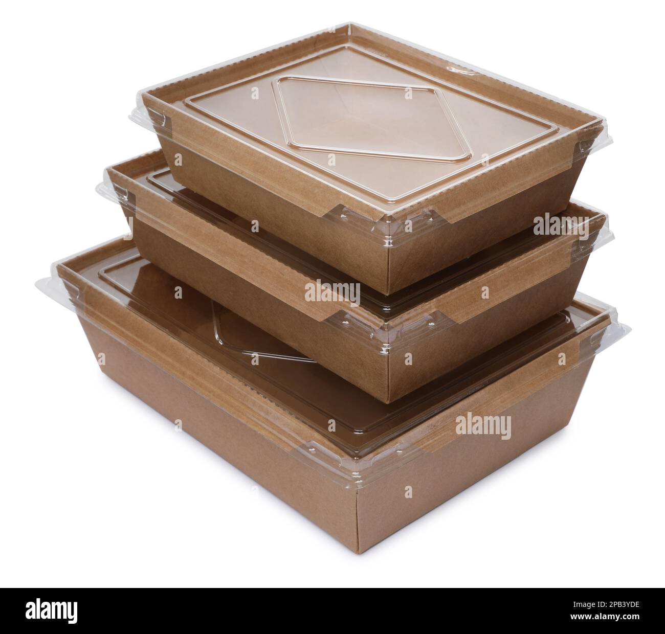 Stacked paper containers for food on white background Stock Photo - Alamy