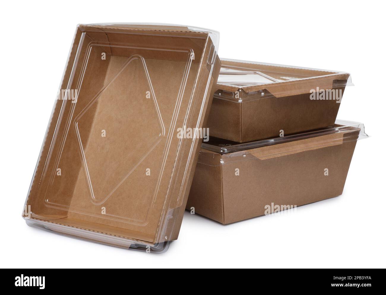 Empty paper containers for food on white background Stock Photo - Alamy