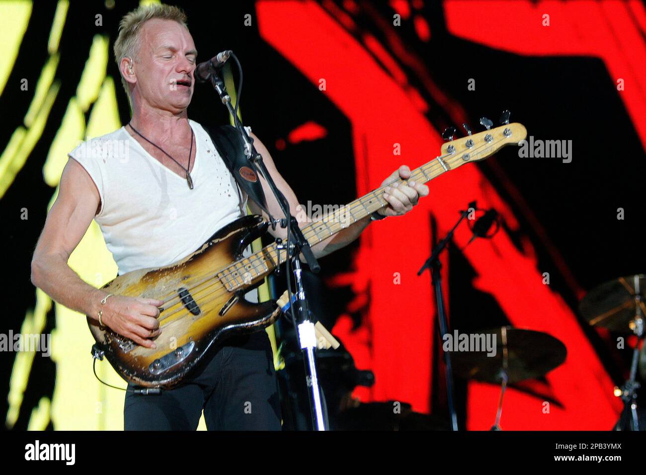 Singer Sting of the rock band "The Police" performs during a concert at ...