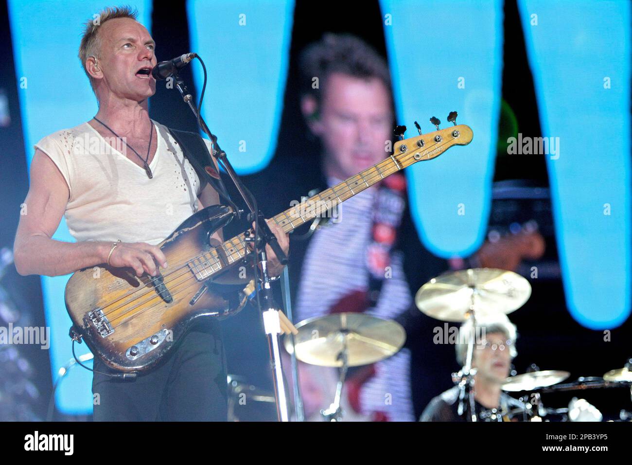 Singer Sting of the rock band "The Police" performs during a concert at ...