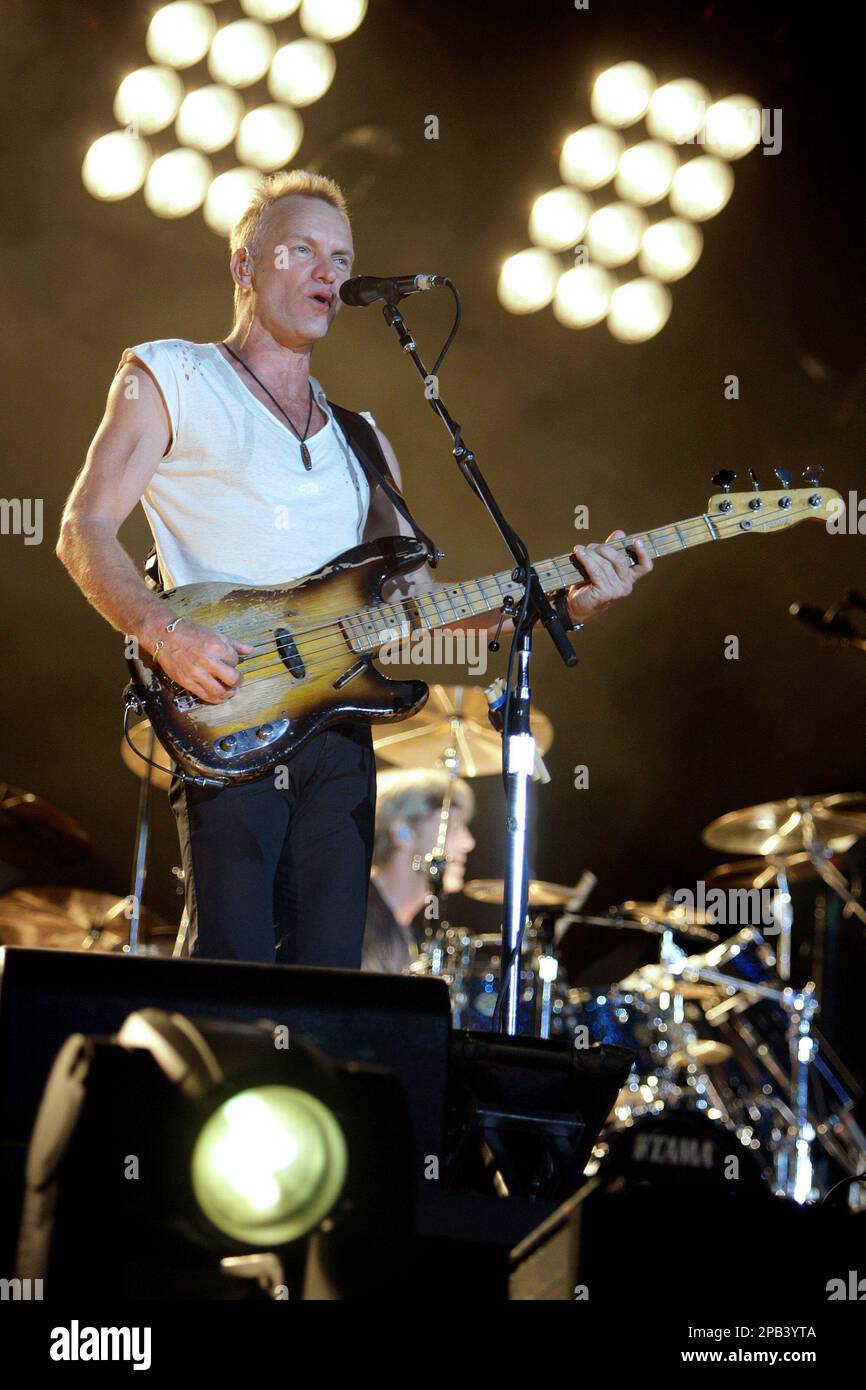 Singer Sting of the rock band "The Police" performs during a concert at ...