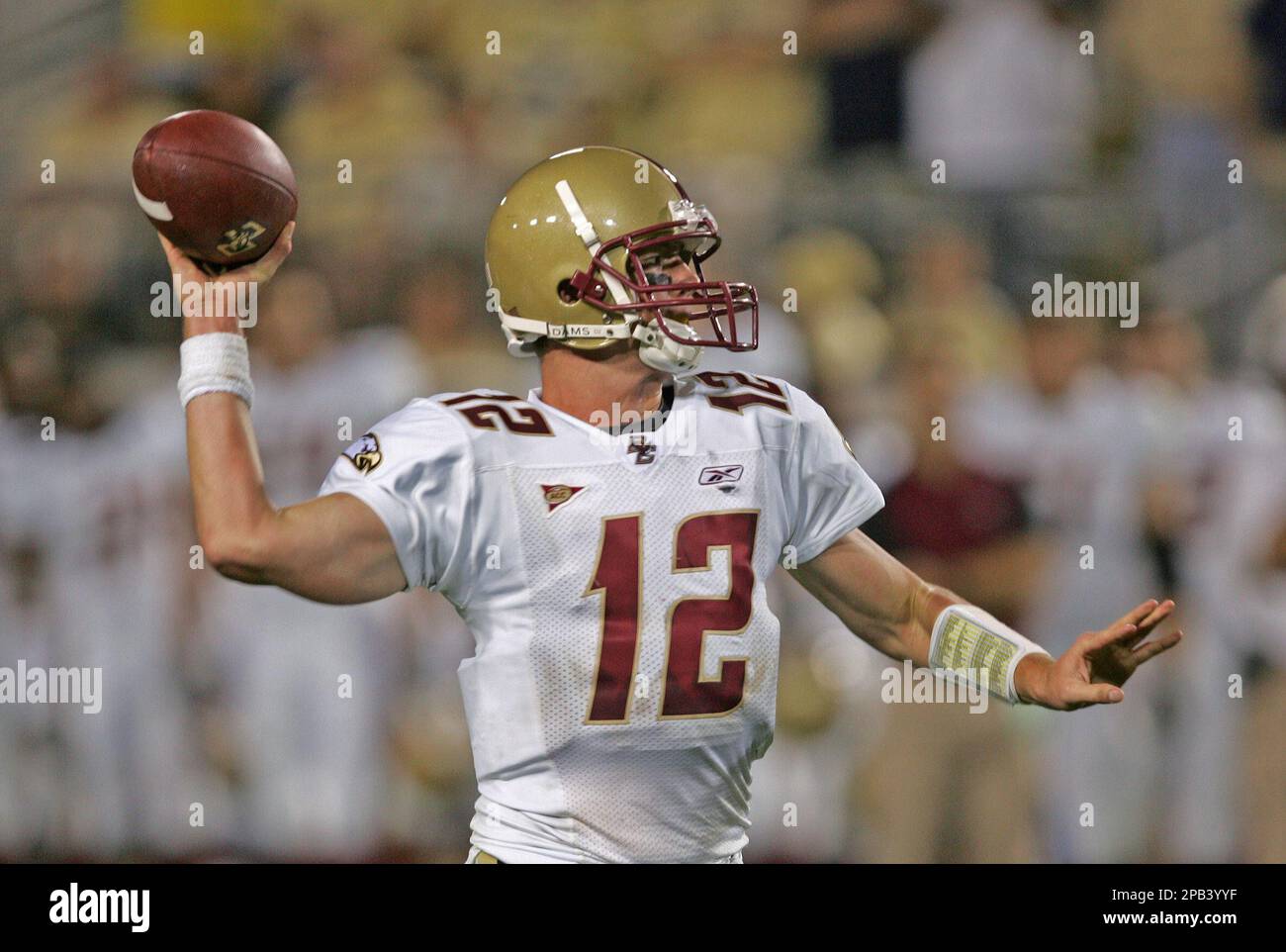 Boston College quarterback Matt Ryan drops to pass during the second ...