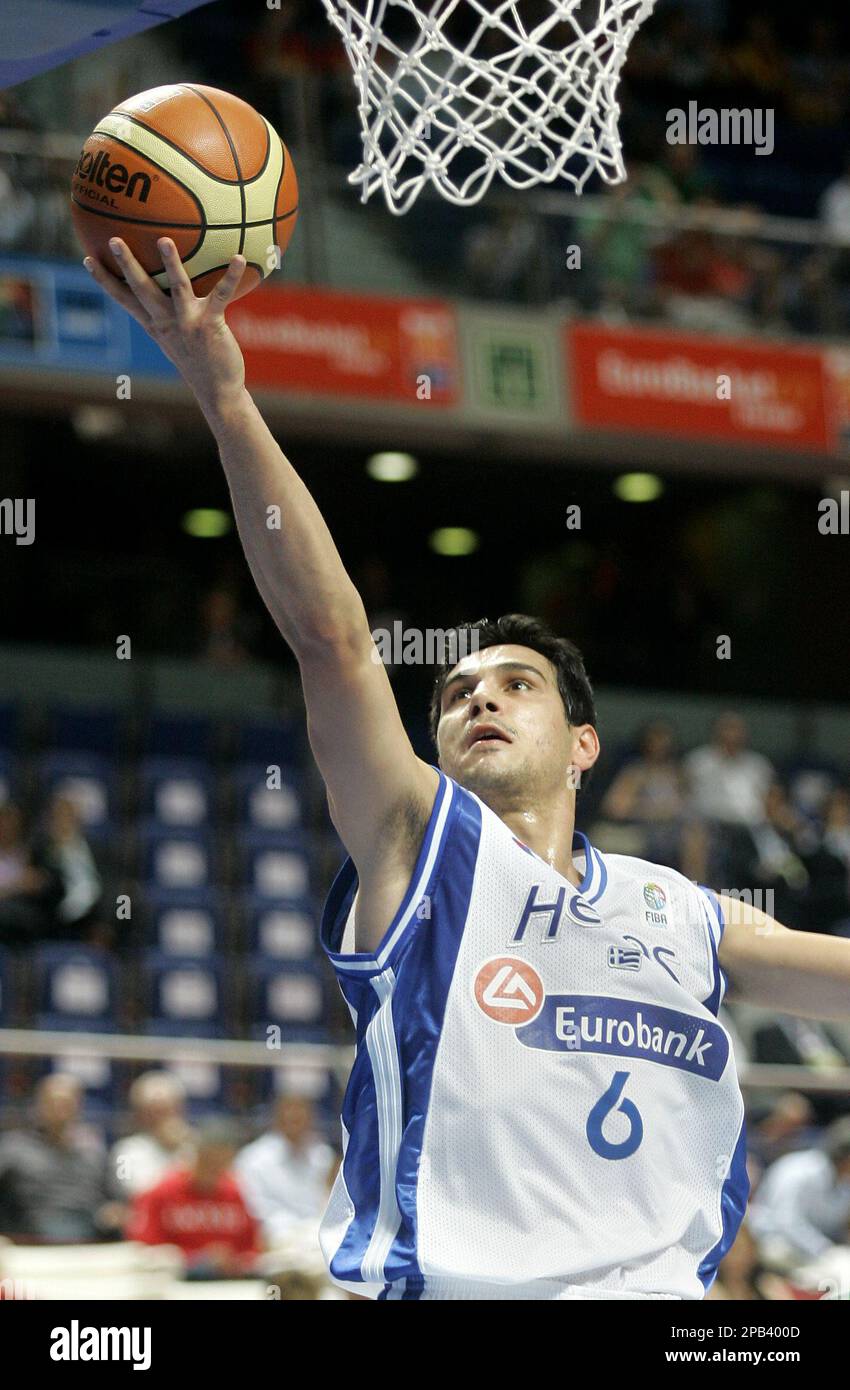 Greek national basketball team player Nikolaos Zisis drives to the ...