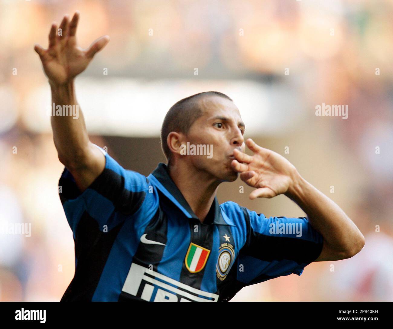 Inter Milan's Cesar of Brazil celebrates after scoring against Catania ...
