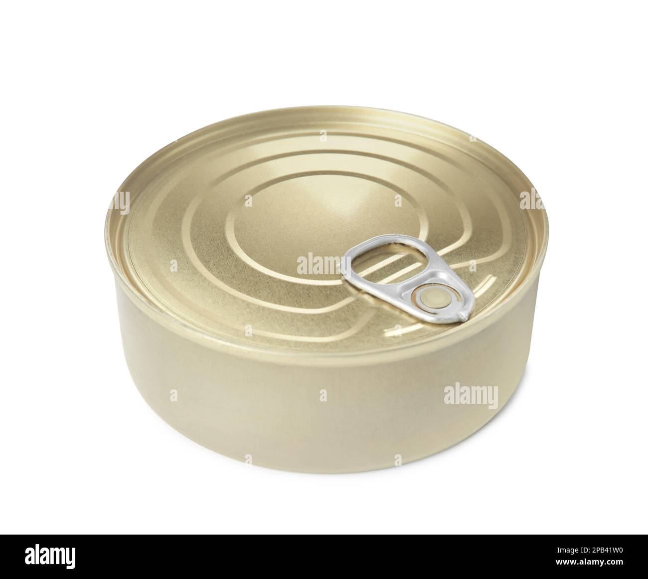 Tin can with meat pate isolated on white Stock Photo - Alamy