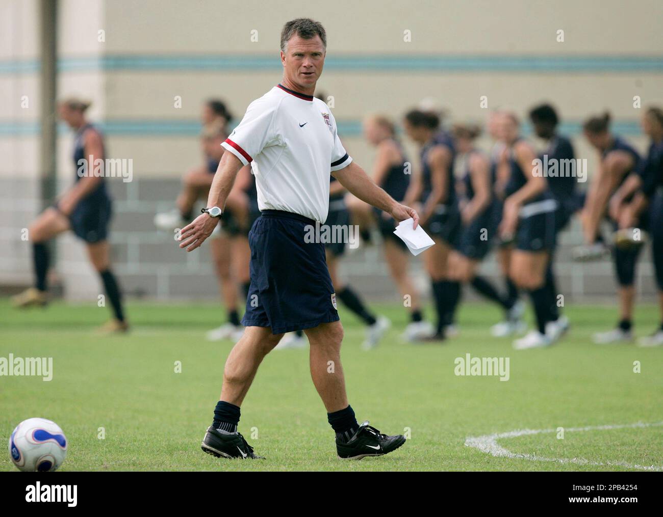United States women's national soccer team coach Greg Ryan walks along ...