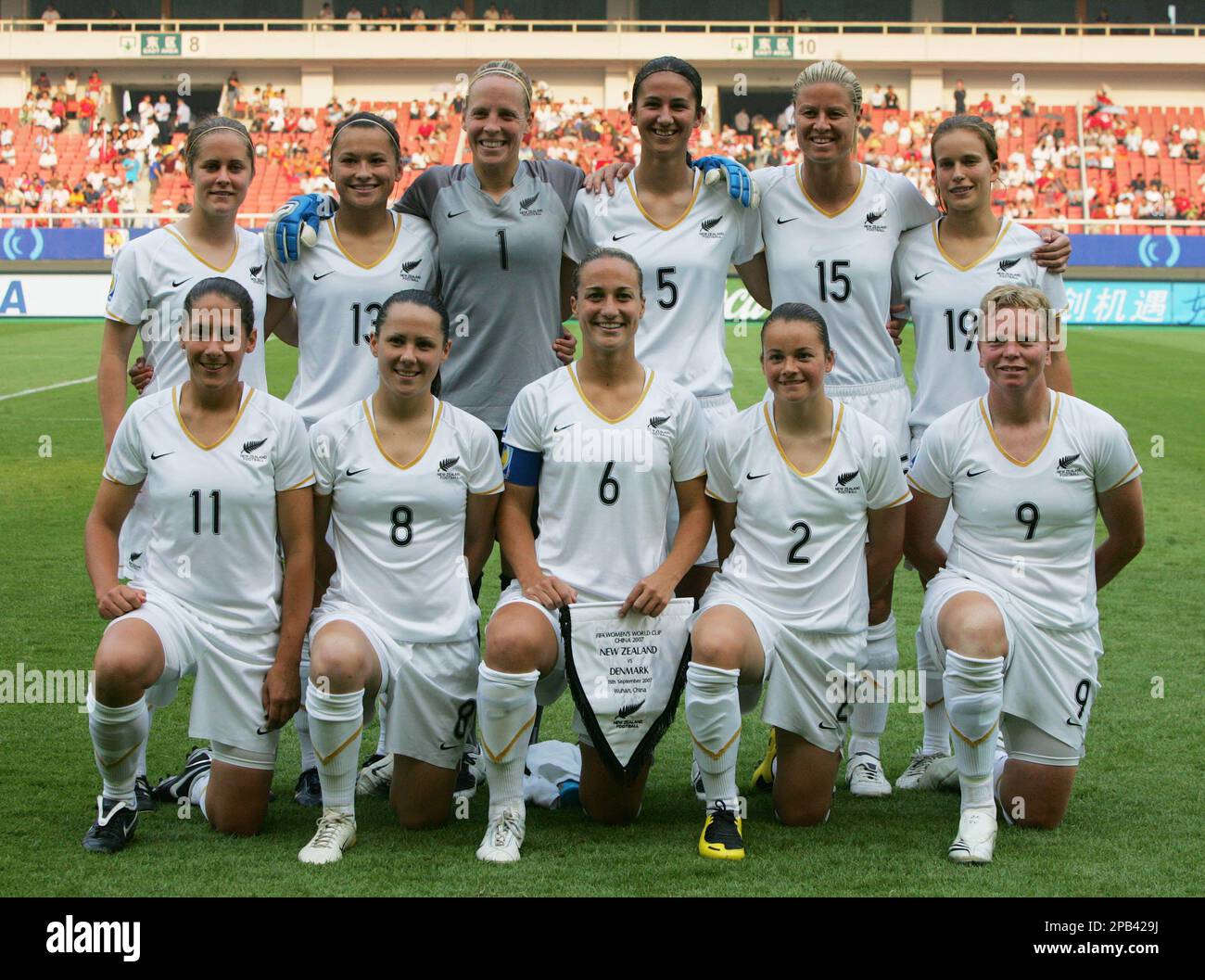 The New Zealand team pose for a group photo before their Group D match ...