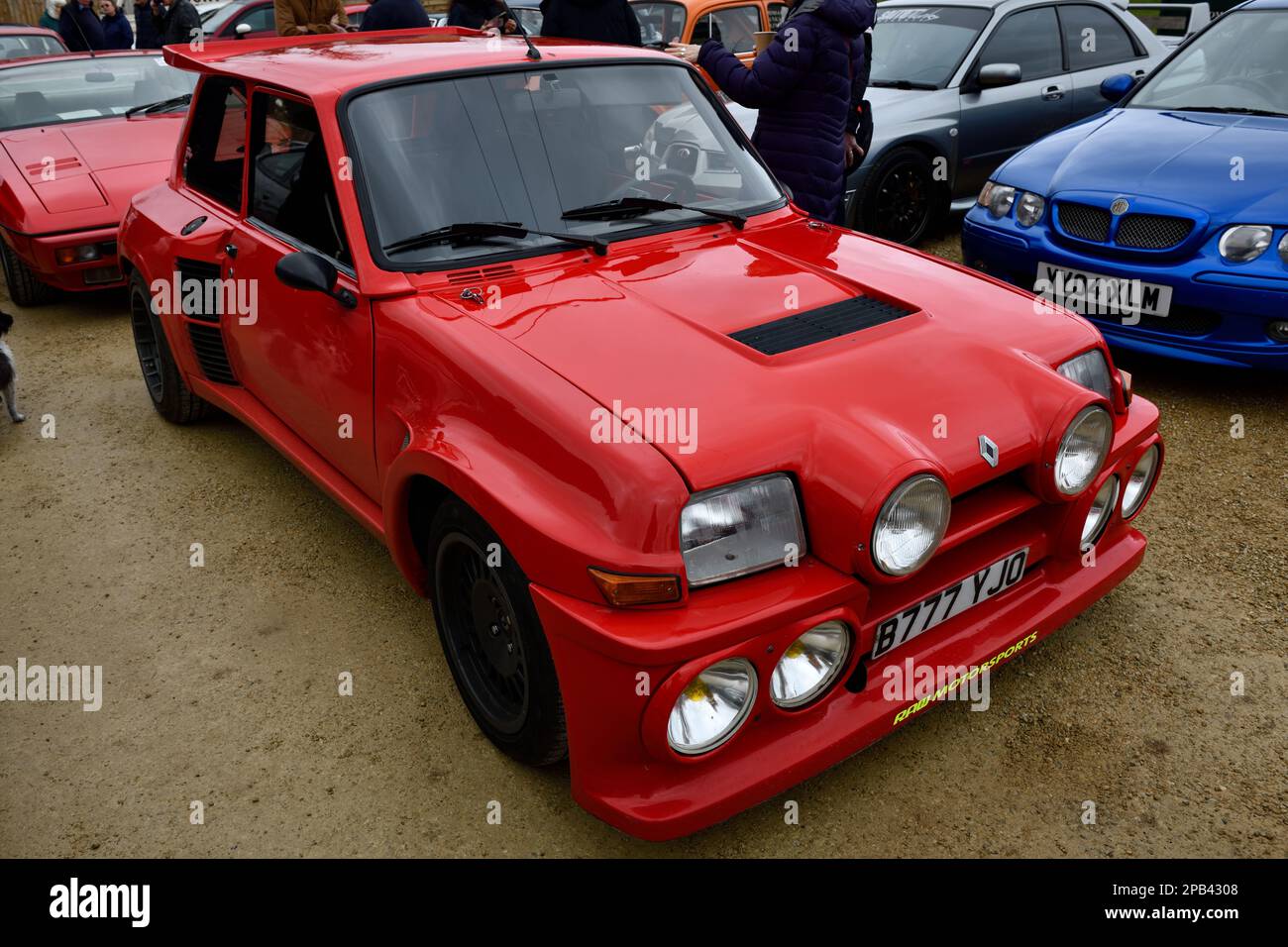 Hook Norton, Oxfordshire, England, uk. Renault Rally Car leaving Hook ...