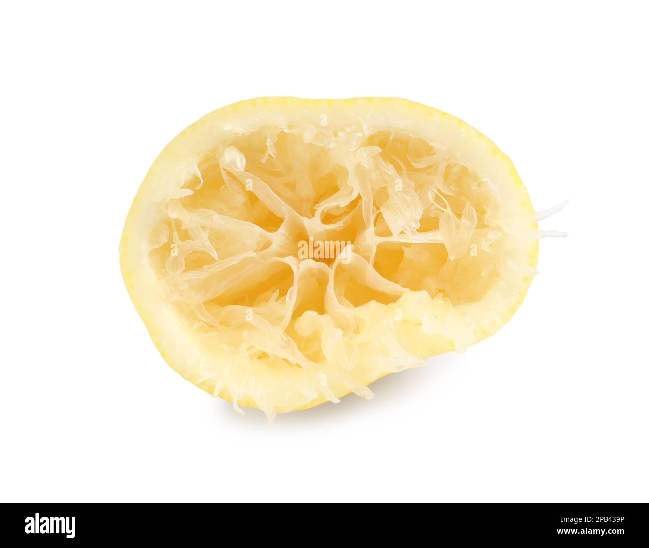 Half of squeezed lemon isolated on white Stock Photo - Alamy