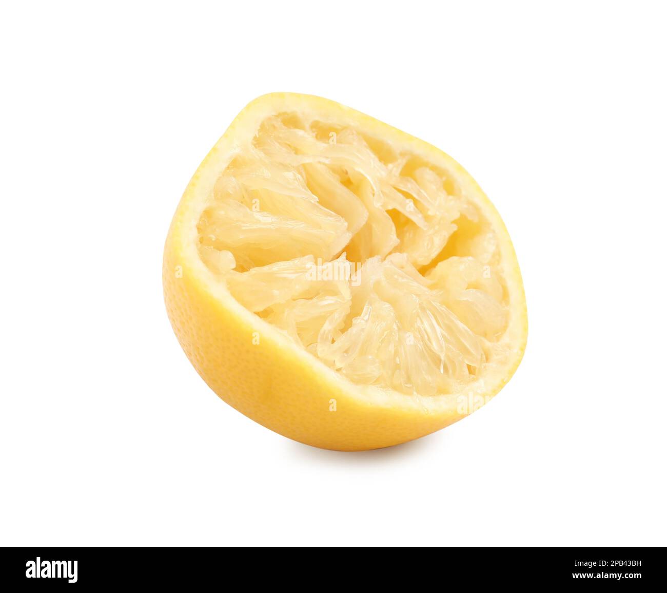 Half of squeezed lemon isolated on white Stock Photo - Alamy