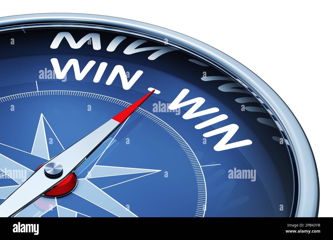 3D rendering of a compass with a win win icon Stock Photo - Alamy