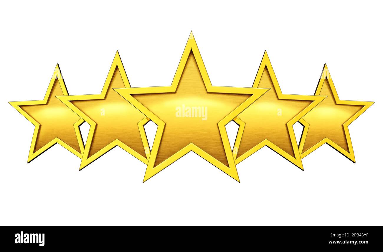 3D rendering of five golden stars Stock Photo - Alamy