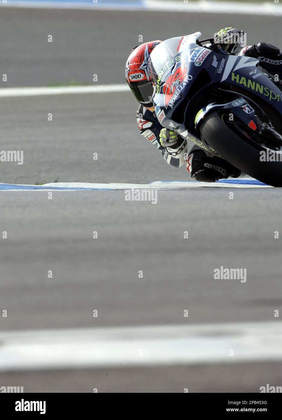 Spain's Toni Elias steers his Honda MotoGP during the Portuguese Grand ...