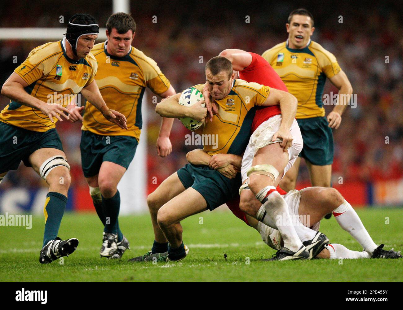 Australia's Chris Latham holds the ball up during the the Rugby World ...