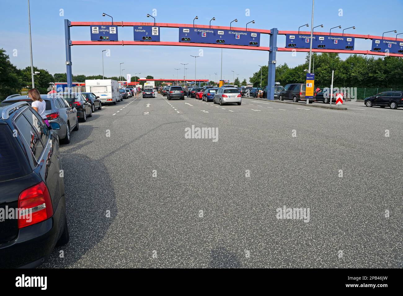 Waiting area to the Sylt Shuttle, car train in Niebüll, connecting the ...