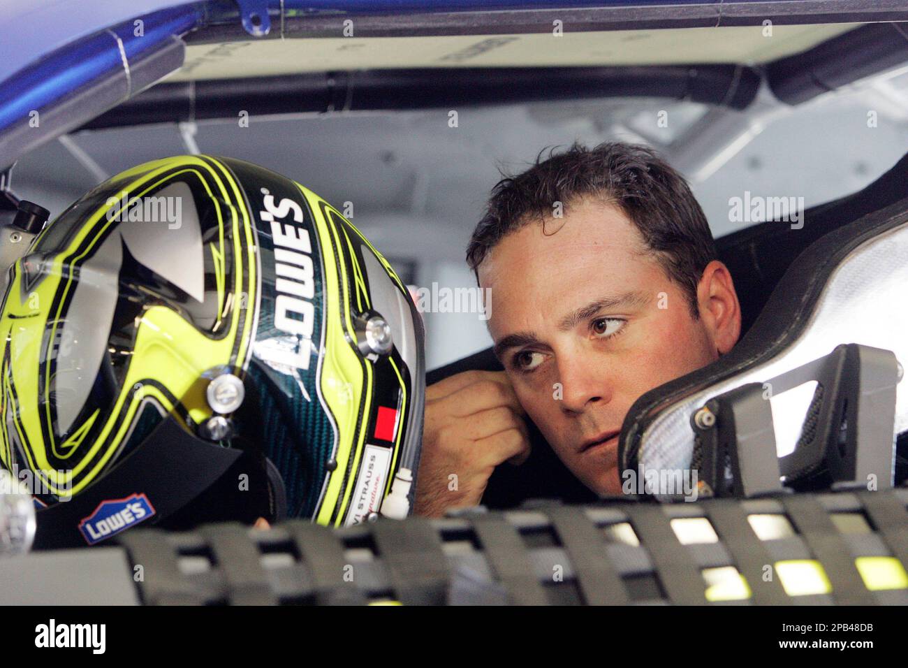 NASCAR driver Jimmie Johnson gets ready for practice for Sunday's ...