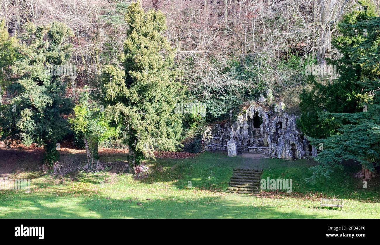Old Wardour Castle ruins and grounds: the grotto Stock Photo - Alamy