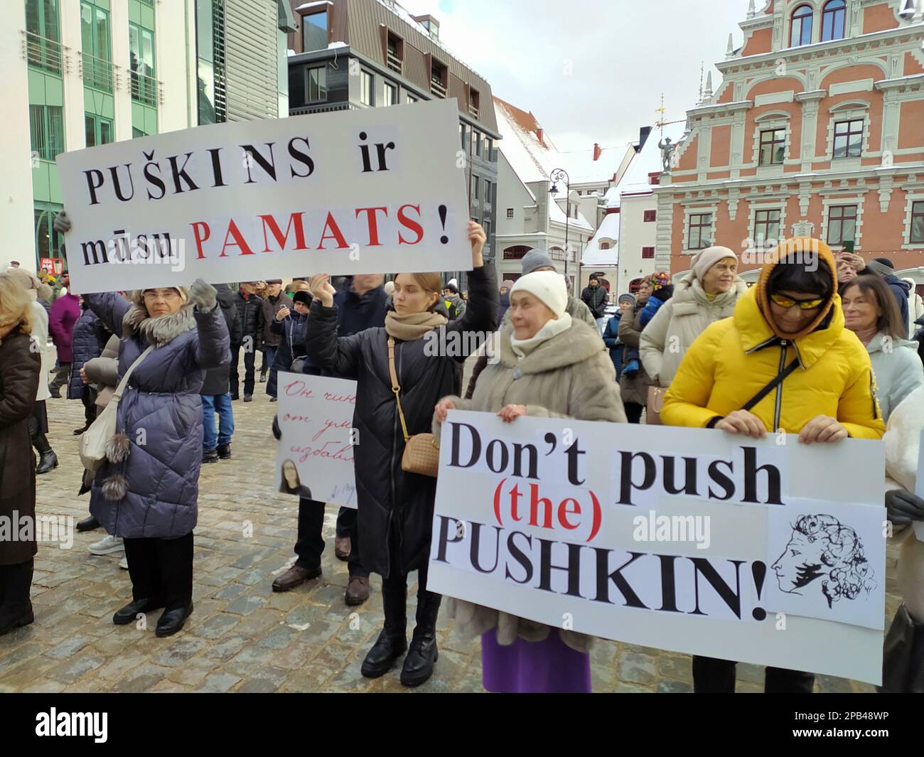 Latvia, Riga, 12.03.2023. Russian Russian Union protest against the ...