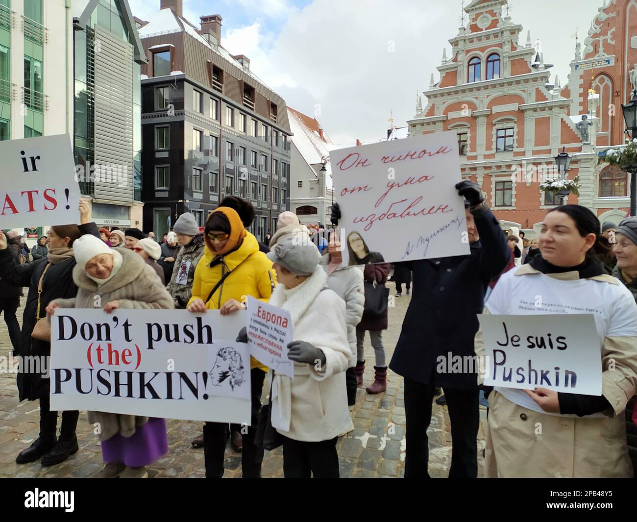 Latvia, Riga, 12.03.2023. Russian Russian Union protest against the ...