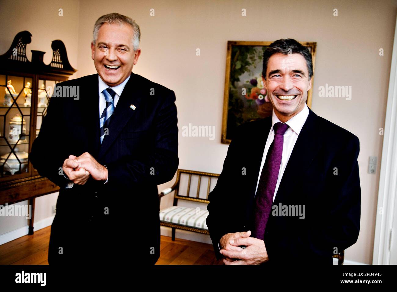 Croatia's Prime Minister, Ivo Sanader, left, and his Danish counterpart ...