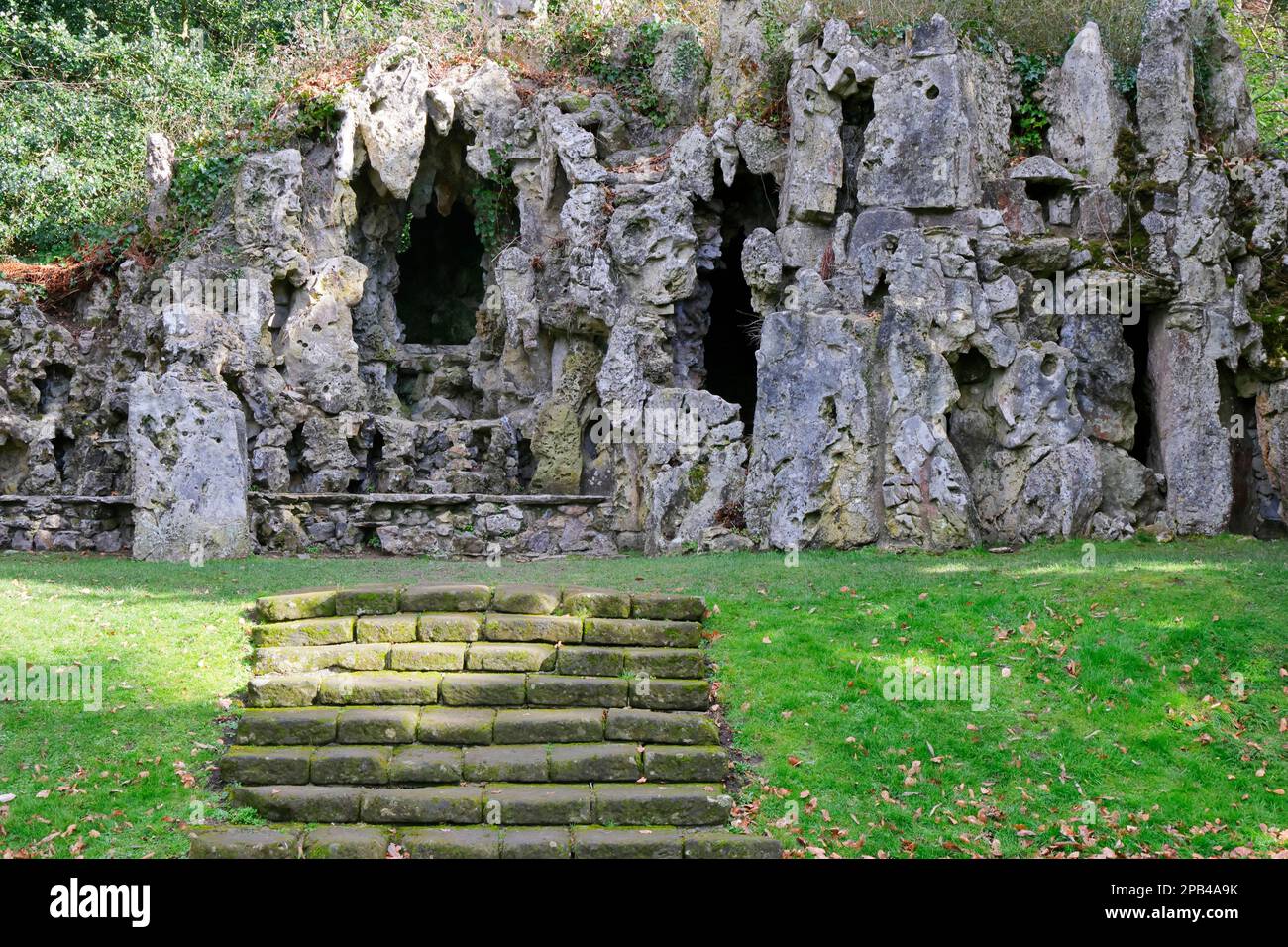 Old Wardour Castle ruins and grounds: the grotto Stock Photo - Alamy