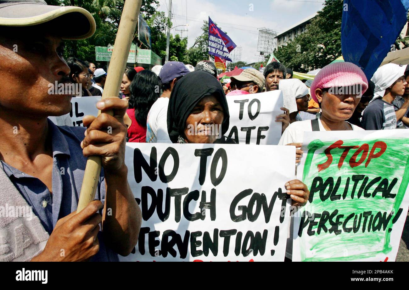 Supporters of Filipino communist leader Jose Maria Sison prepare to ...