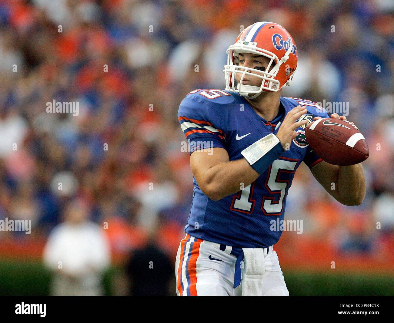 Florida quarterback Tim Tebow looks for a receiver during the first ...