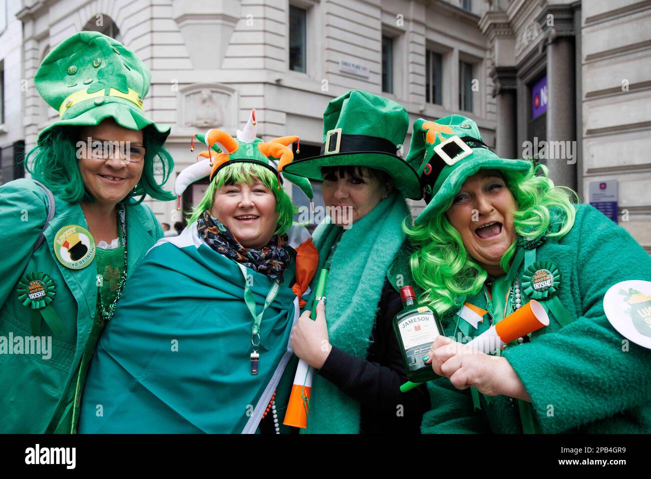 London, UK. 12th Mar, 2023. A group of Irish women freed in green ...